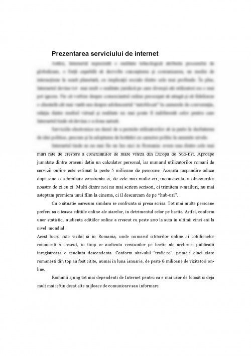 Referat: Prezentarea Serviciului de Internet (#401743)