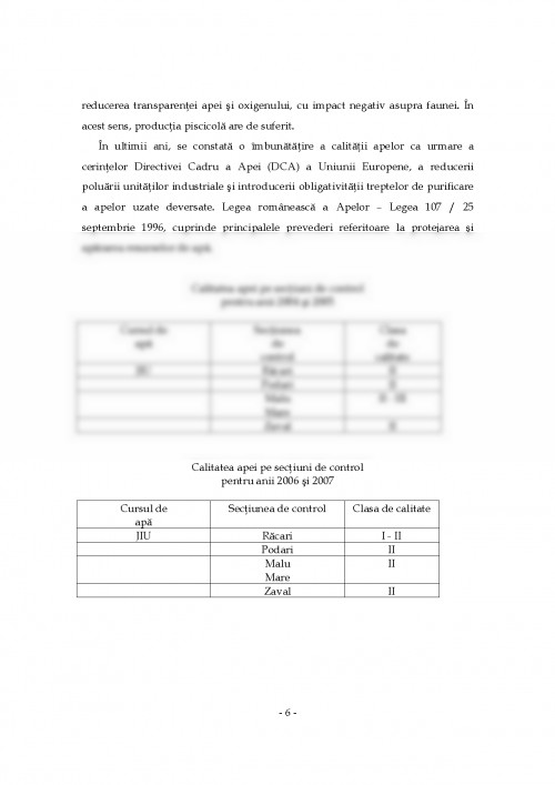 Referat: Influența poluării asupra organismelor din Râul Jiu (#402753)