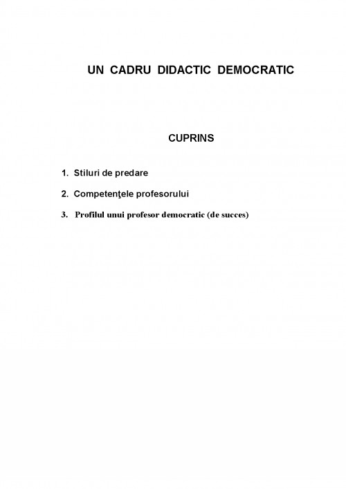 Referat: Un Cadru Didactic Democratic (#404749)