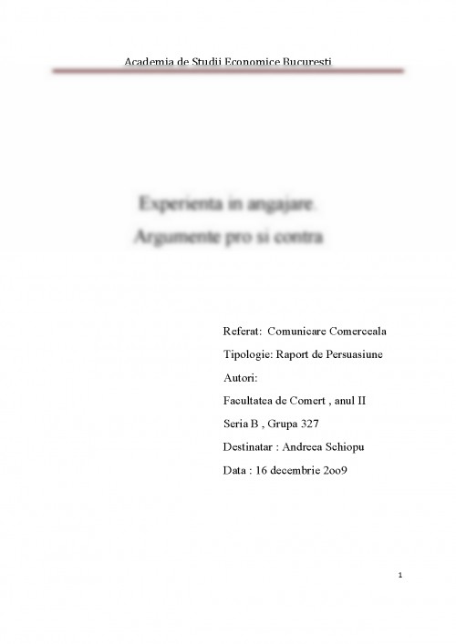 Referat: Experiența în angajare (#405404)