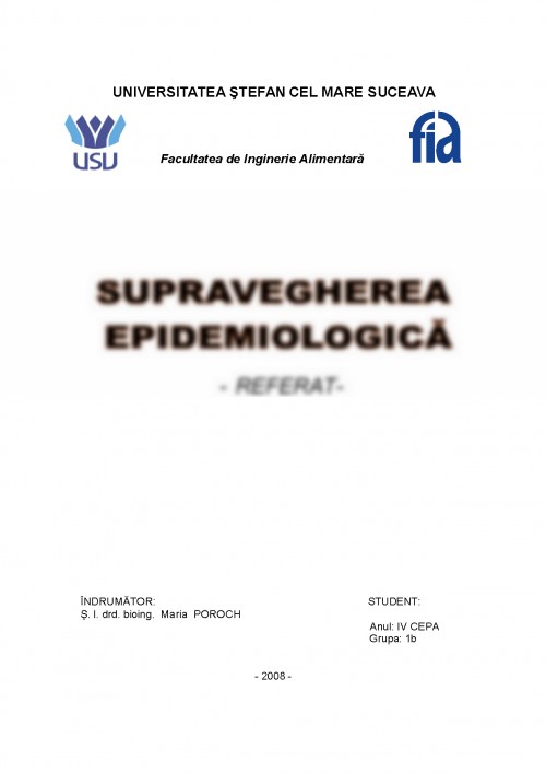 Referat: Supravegherea epidemiologică (#405696)