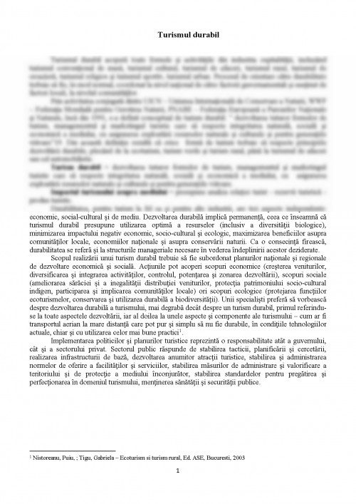 Referat: Turismul Durabil (#405884)