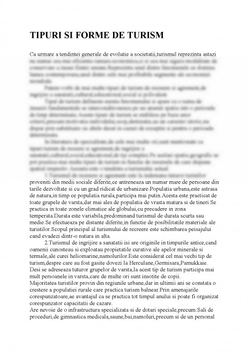 Referat: Tipuri și forme de turism (#406518)
