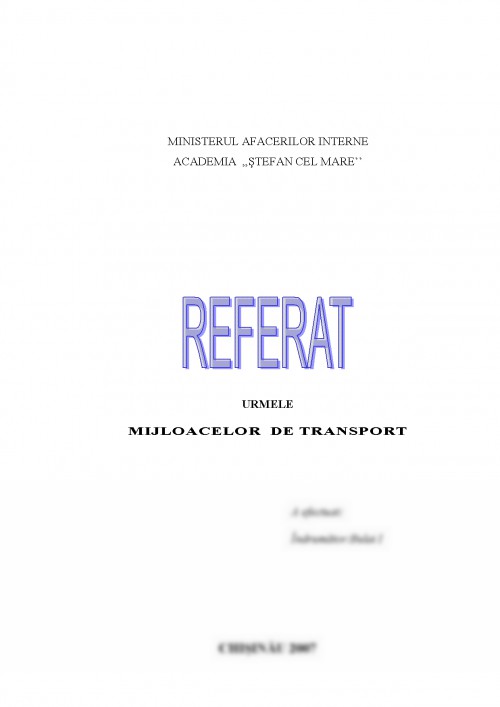 Referat: Urmele Mijloacelor de Transport (#406904)