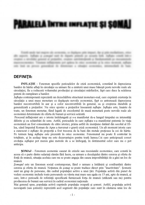 Referat: Paralelă între inflație și șomaj (#408751)