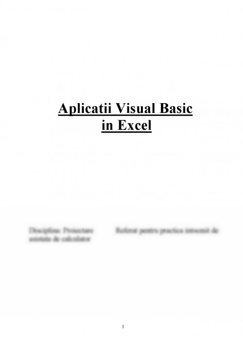 Referat: Aplicații Visual Basic în Excel (#409767)