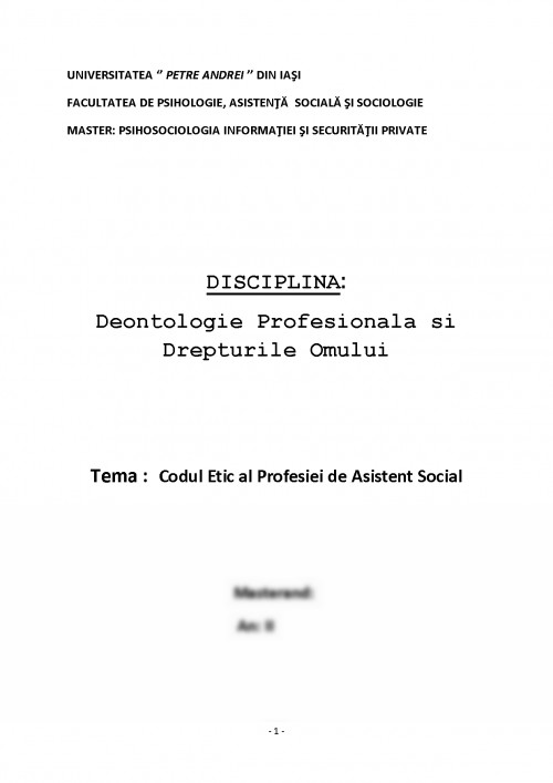 Referat: Deontologie profesională și drepturile omului - codul etic al ...