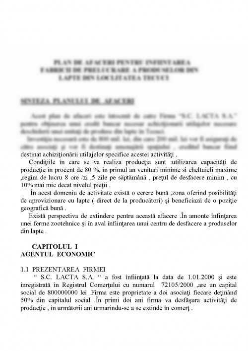 Referat: Plan de afaceri pentru înființarea fabricii de prelucrare a ...