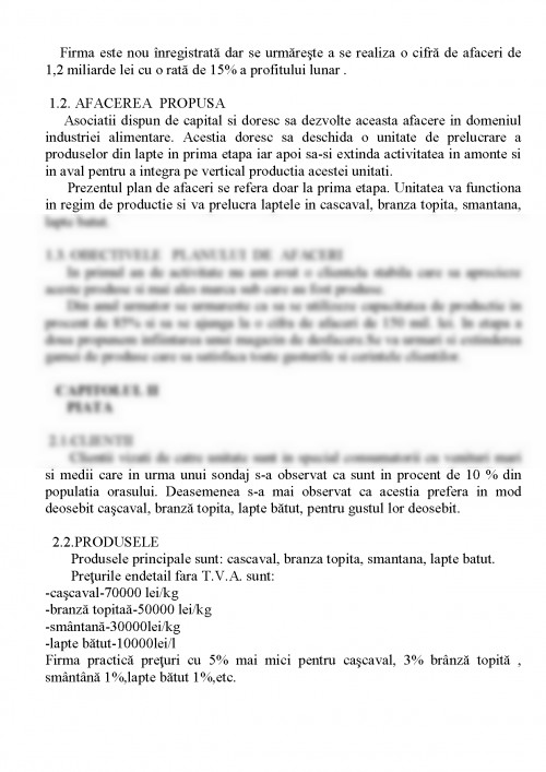 Referat: Plan de afaceri pentru înființarea fabricii de prelucrare a ...