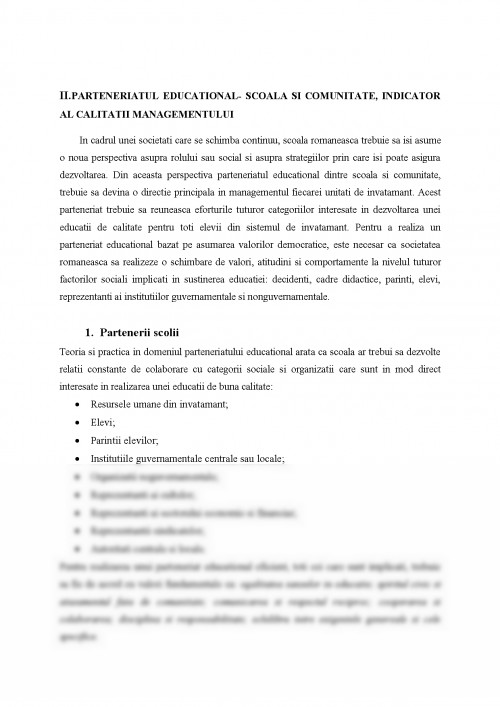 Referat: Relațiile școală - comunitate, indicator al calității ...