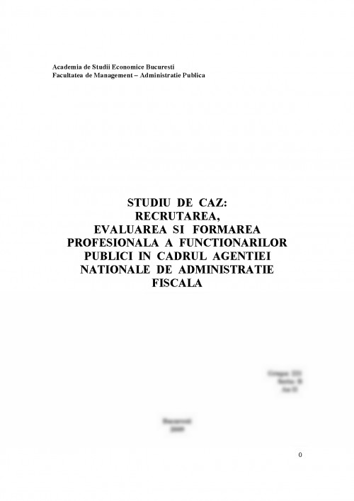 Referat: Studiu de caz - recrutarea, evaluarea și formarea profesională ...