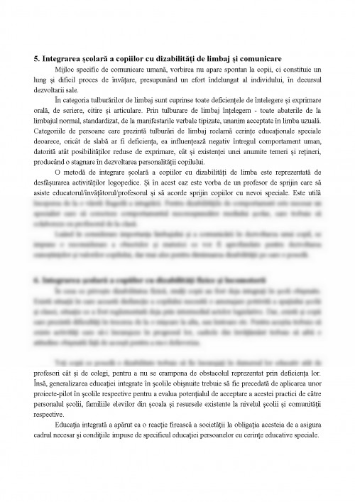 Referat: Aspecte Specifice privind Modalitatea de Integrare Școlară a ...
