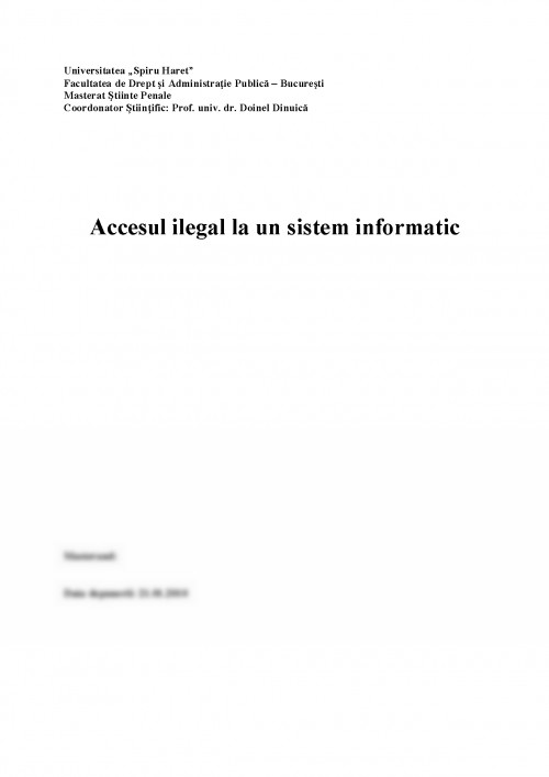 Referat: Accesul Ilegal la un Sistem Informatic (#414268)
