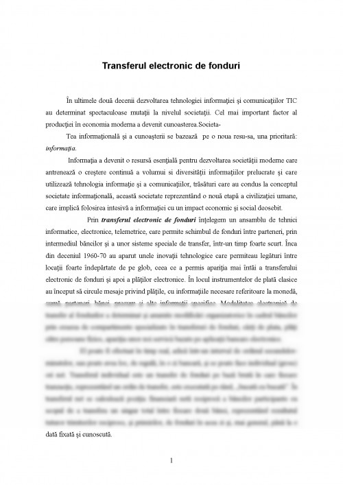 Referat: Transferul Electronic de Fonduri (#414376)