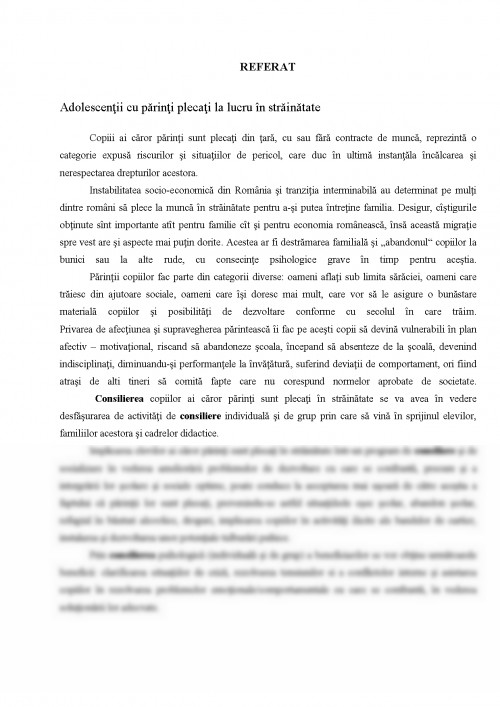 Referat: Plan de Consiliere pentru Familiile cu Copii cu CES (#414686)