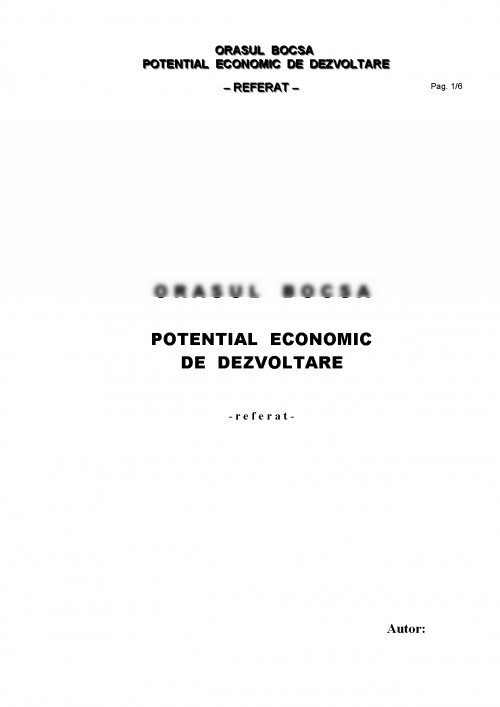 Referat: Orașul Bocșa - potențial economic de dezvoltare (#414965)