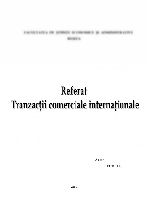Referat: Tranzacții Comerciale Internaționale (#415034)