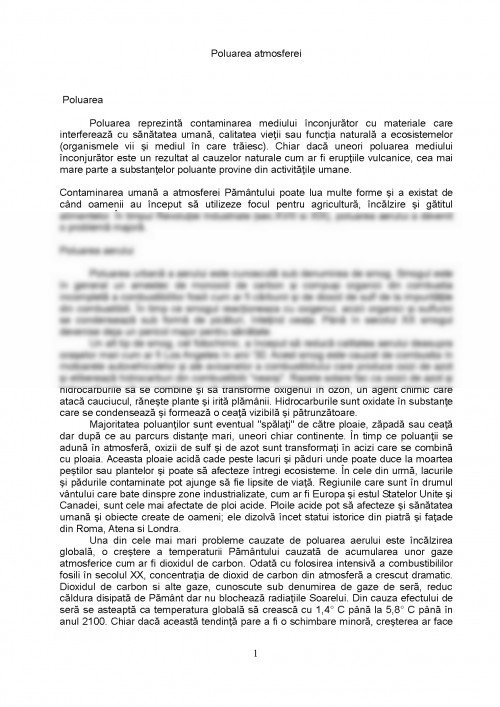 Referat: Poluarea Atmosferei (#415344)
