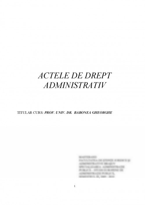 Referat: Efectele Actelor Administrative (#416017)