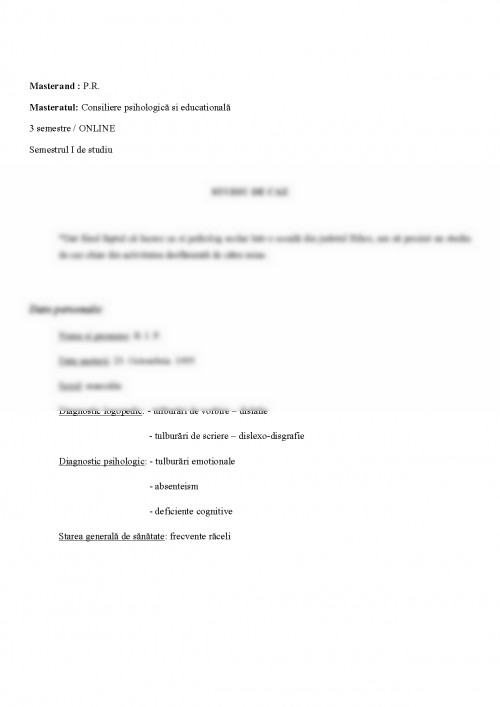 Referat: Studiu de Caz - Consiliere (#416336)