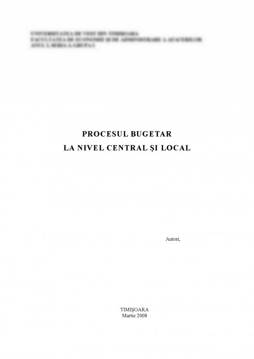 Referat: Procesul Bugetar la Nivel Central și Local (#417111)