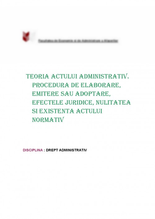 Referat: Teoria Actului Administrativ (#418378)
