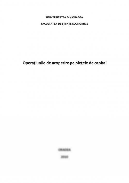 Referat: Operațiunile de Acoperire pe Piețele de Capital (#418556)