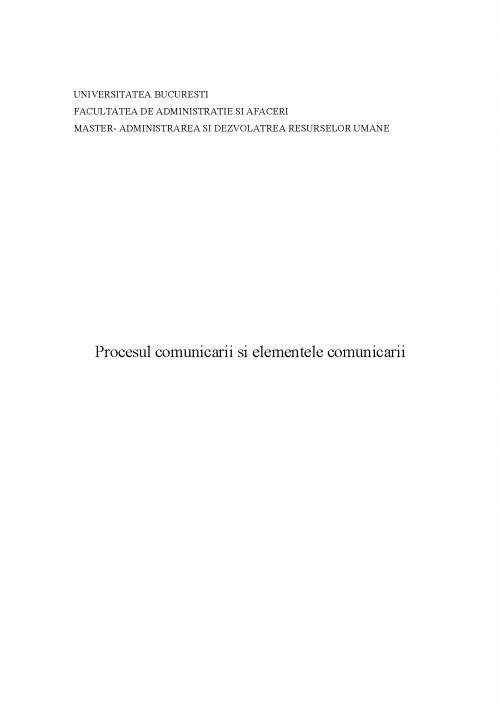 Referat: Procesul comunicării și elementele comunicării (#419058)