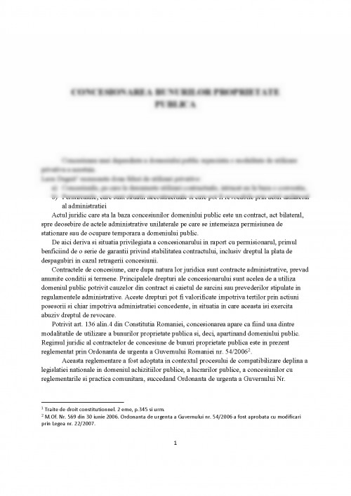 Referat: Concesionarea bunurilor proprietate publică (#419568)