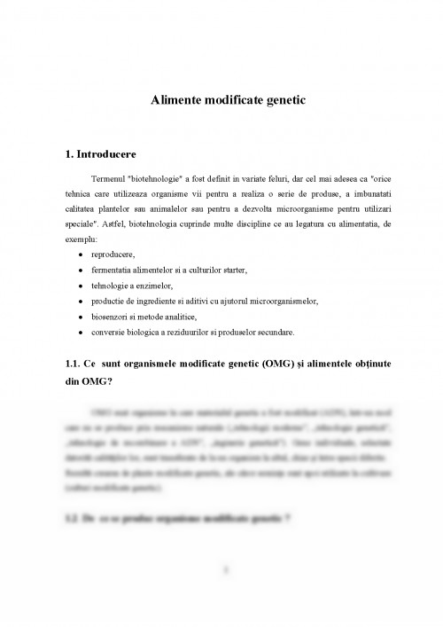 Referat: Alimente Modificate Genetic (#420097)