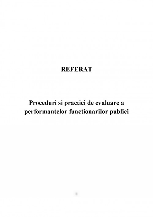 Referat: Proceduri și practici de evaluare a performanțelor ...