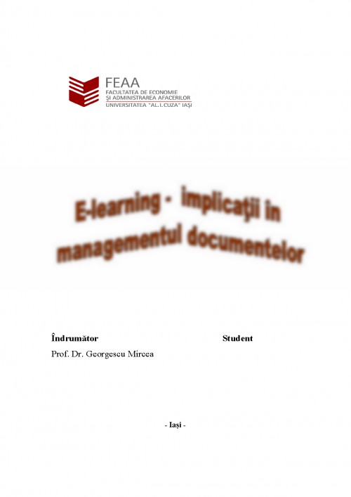 Referat: E-learning - Implicații în Managementul Documentelor (#422670)