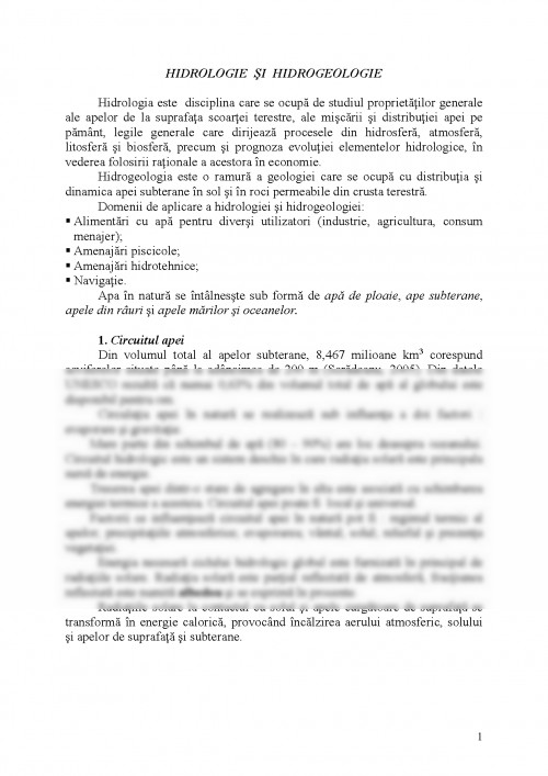 Referat: Hidrologie și Hidrogeologie (#423097)