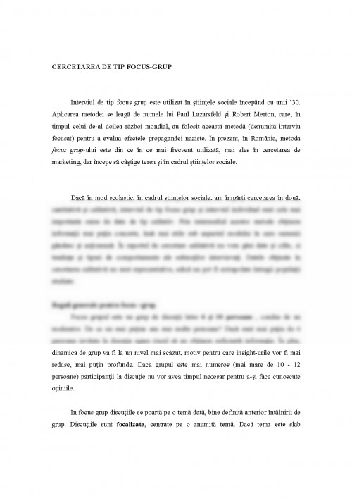 Referat: Cercetarea de Tip Focus-Grup (#423838)