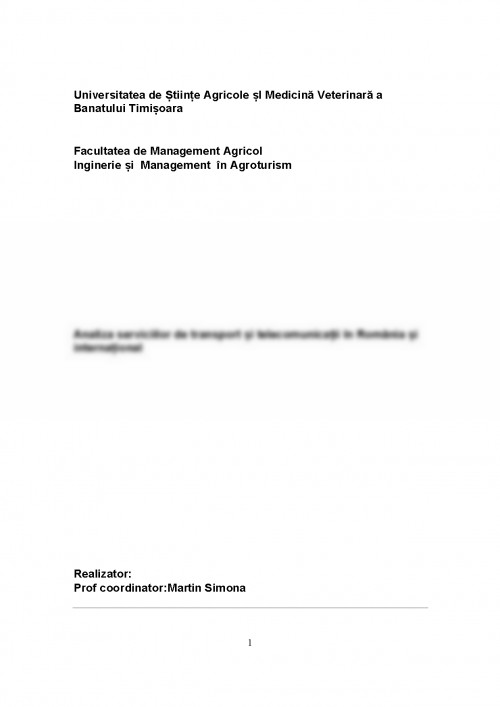 Referat: Analiza mijloacelor de transport și telecomunicații (#424384)