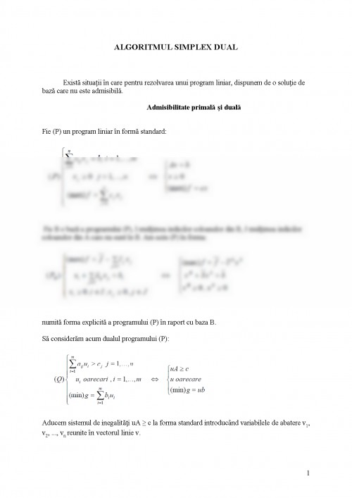 Referat: Algoritmul Simplex Dual (#424656)