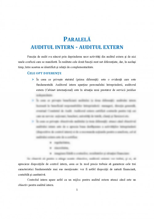 Referat: Paralelă Auditul Intern - Auditul Extern (#425208)