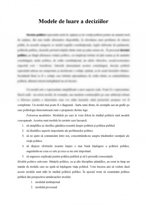 Referat: Modele de luare a deciziilor în administrația publică din ...