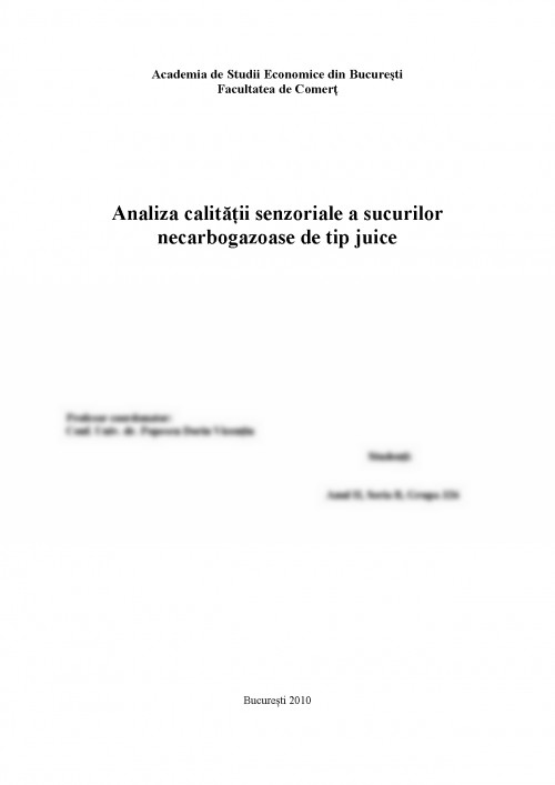 Referat: Analiza Calității Senzoriale a Sucurilor Necarbogazoase de Tip ...