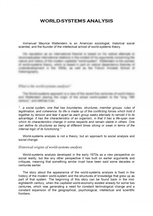 Referat: World Systems Analysis (#427459)