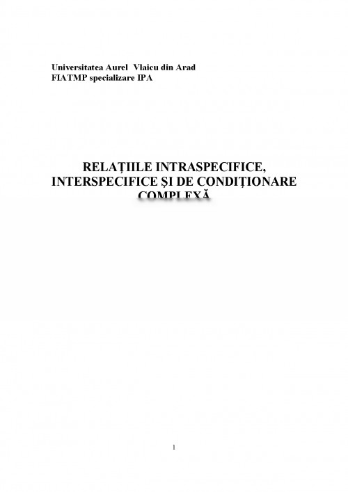 Referat: Relațiile intraspecifice, interspecifice și de condiționare ...