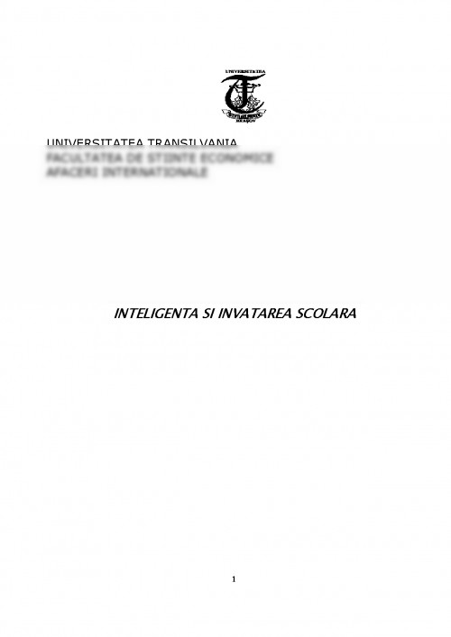 Referat: Inteligența și învățarea școlară (#428737)