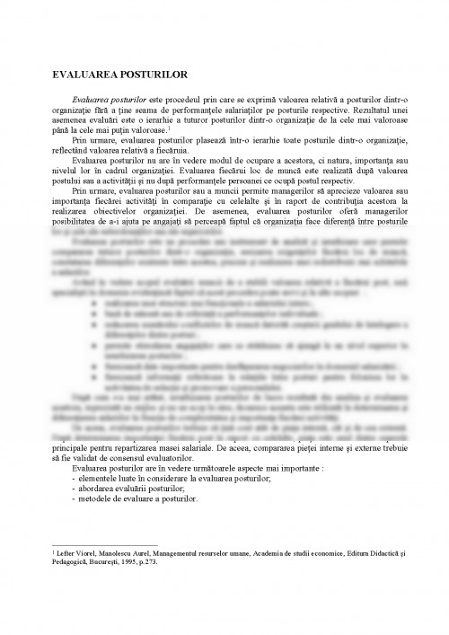 Referat: Evaluarea Posturilor (#429826)