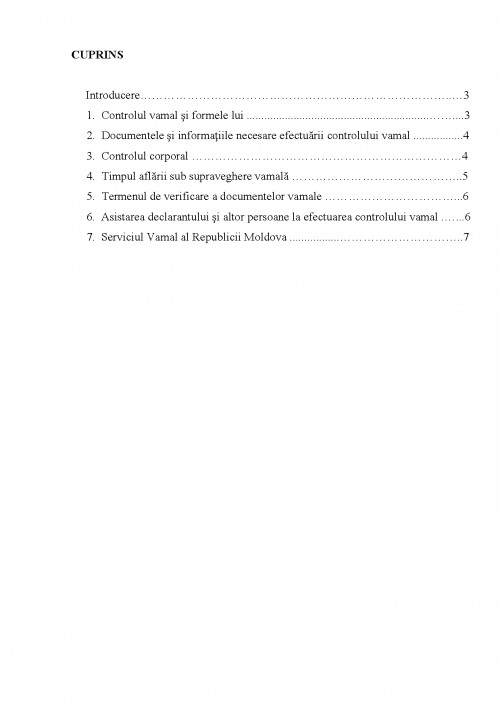 Referat: Supravegherea și Controlul Vamal (#432016)
