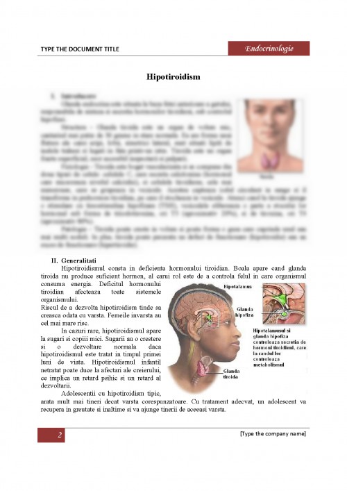 Referat: Aspecte privind Hipotiroidismul (#433339)