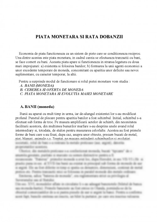 Referat: Piața monetară și rata dobânzii (#434865)