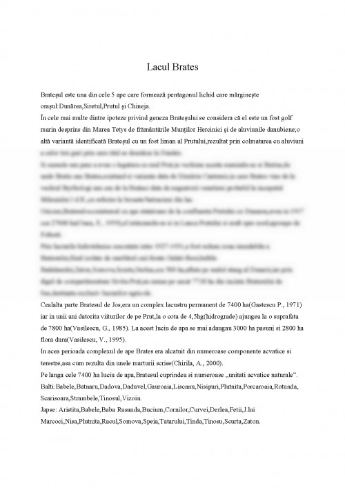 Referat: Lacul Brates (#435010)