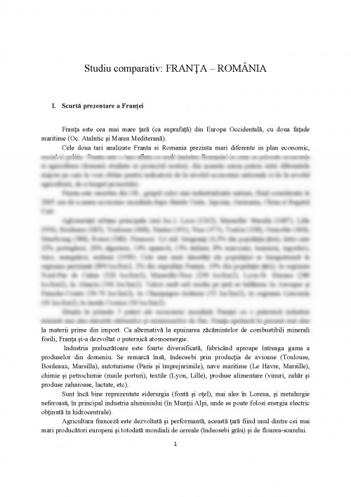 Referat: Studiu comparativ România - Franța (#435925)