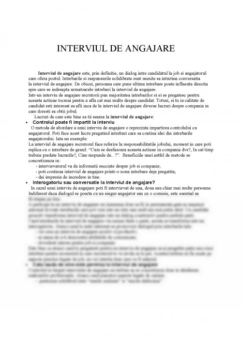 Referat: Interviul de Angajare (#436370)