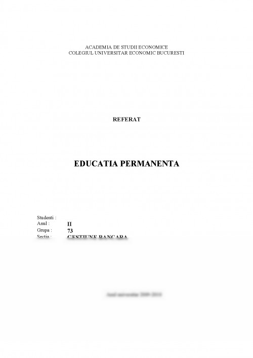 Referat: Educația permanentă (#437423)